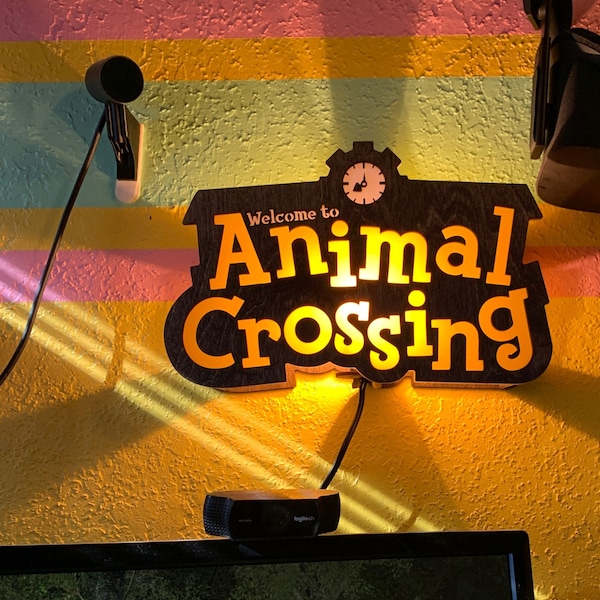 Animal Crossing - Town Sign - Wall Mountable Lamp - Etsy