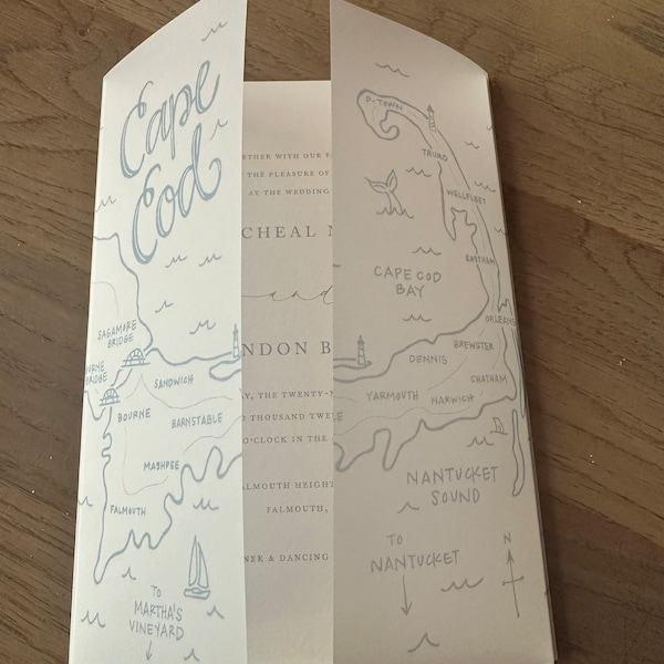 Custom Wedding Map for Vellum Jackets, Vellum Wrap Map, Wedding Map ...