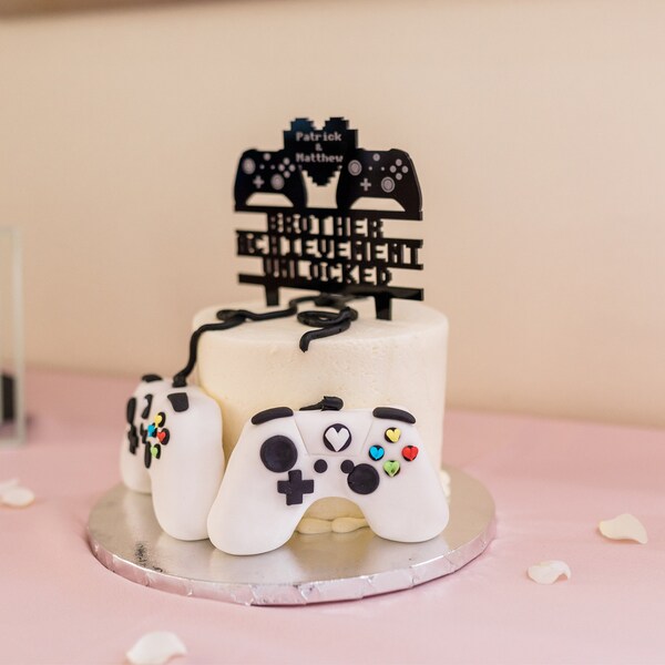 Achievement Unlocked 8 Bit Wedding Cake Topper,gamer Wedding Game ...