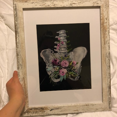 Floral Pelvis Anatomical Art Print Pelvic Floor With Flowers, Medical ...