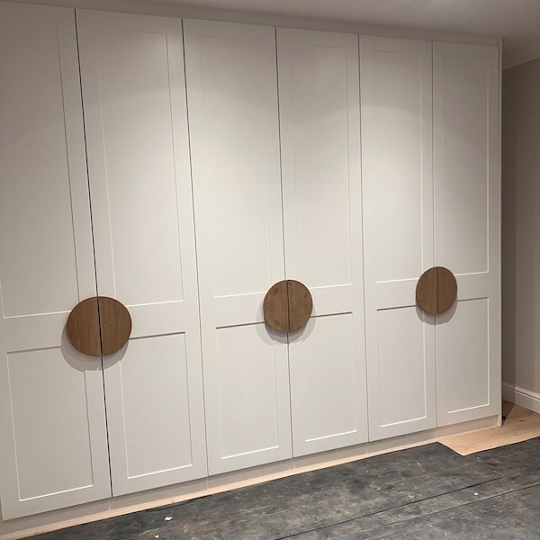 Half Moon Wood Handle for Your Cabinet, Solid Oak Drawer Knob, Large ...