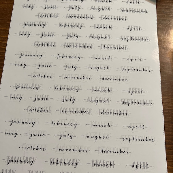 Months Script, Printable Planner Stickers - Etsy