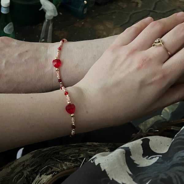Nurse Appreciation Bracelet, Heishi Beads, Acrylic Heart & Gold Filled ...