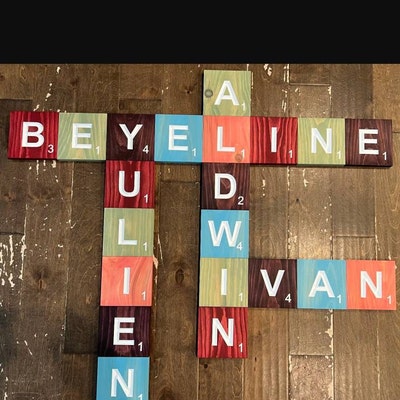 Scrabble Wall,46 Tile Colors ,farmhouse Carved Decor,rustic ...