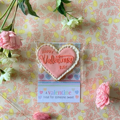 Conversation HEART Cookie Card, 3.5x5 Mini Cookie Card, Happy VALENTINE ...