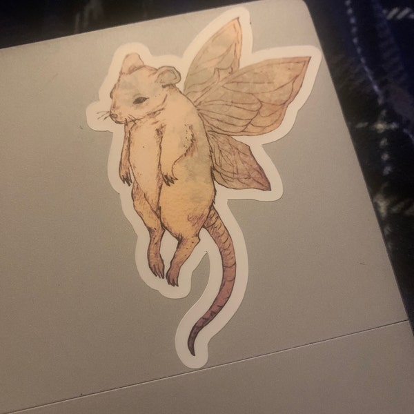 Fairy Field Mouse Vinyl Sticker, Cute Animal Laptop Decal, Fae Magic ...