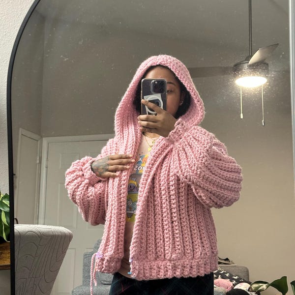 Cloud Cardigan PATTERN - Crochet Hooded Soft Fluffy Puffy Oversized ...