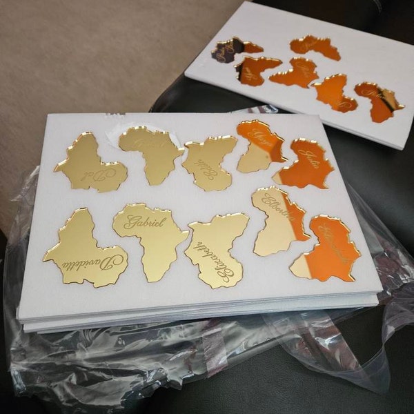 Personalized Country Shape Place Cards - Custom Africa Name Tags ...