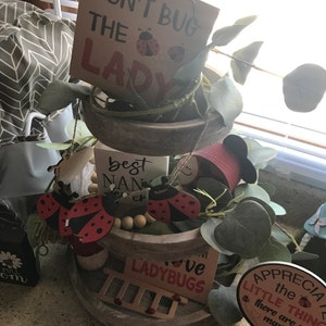 Happy Ladybug. Tiered Tray Decor. Mini Bug. Wood Ladybug. - Etsy