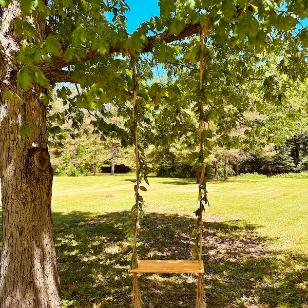 Tree Swing, Wooden Rope Swing, Rustic Long Lasting Outdoor Swing ...