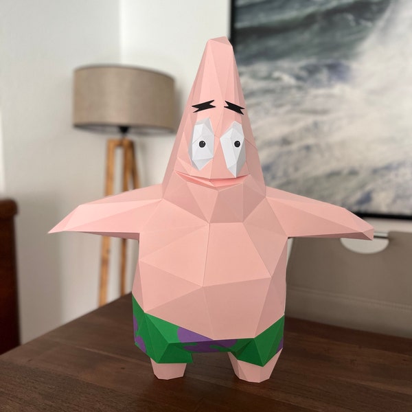Spongebob Inspired Patrick Star Papercraft Sculpture. Low Poly 3D DIY ...