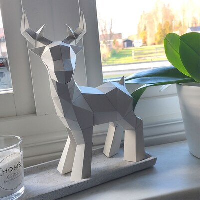 Deer Paper Model ,papercraft , DIY , Low Poly , PDF Papercraft , Deer ...