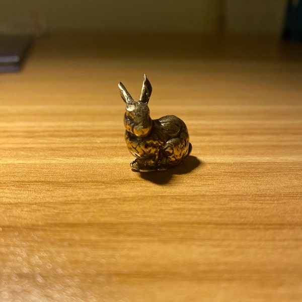Rabbit Brass Small Animal Sculpture Handmade Collectible Figurine Bunny ...
