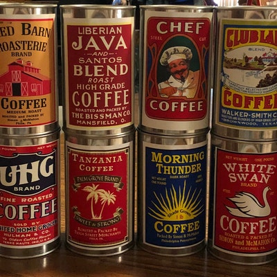 Coffee Can & Java Label Art Stickers, Kitchen Gift Set, 6 Big Colorful ...