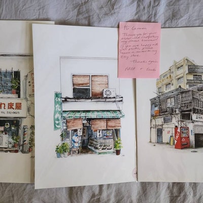 Detailed Japanese Storefront Watercolour Painting Art Print - Etsy