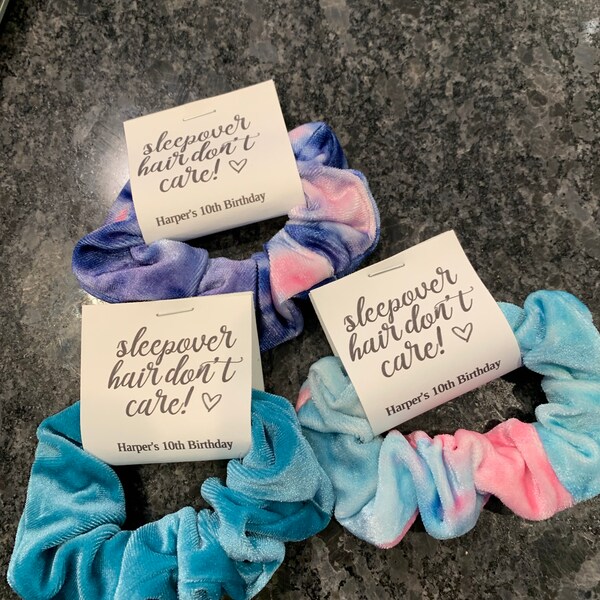 Printable Sleepover Favor Tag for Hair Scrunchies, Personalized ...