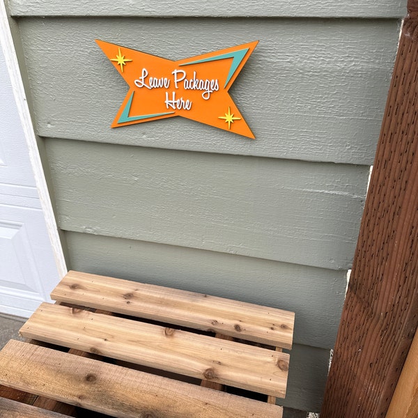 Mid Century Modern Welcome Sign, Retro MCM Atomic Starburst Outdoor or ...