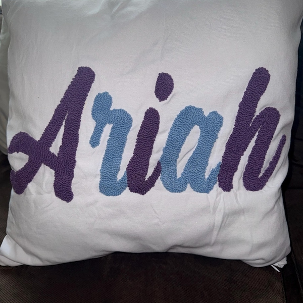 Custom Name Punch Needle Pillow Case, Personalized Pillow, Embroidered ...