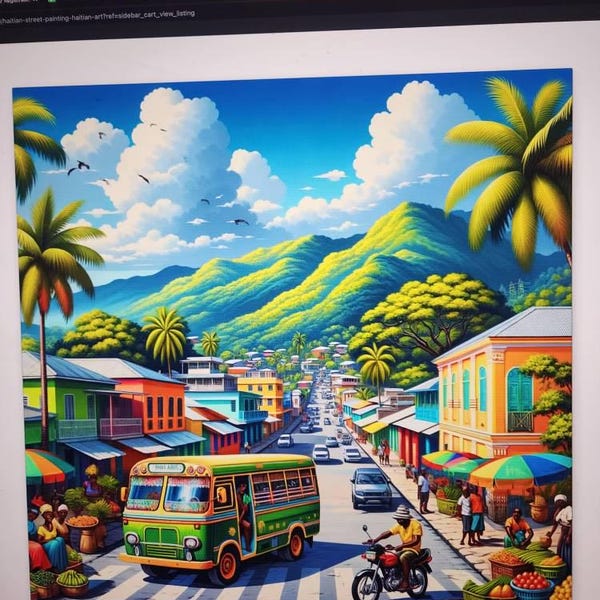 Haitian Street Painting, Haitian Art Print, Port Au Prince Haitian ...