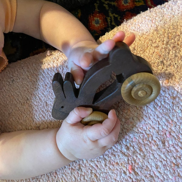 Bunny Rabbit Wooden Push Toy Rabbit Car, Salvaged Wood - Etsy