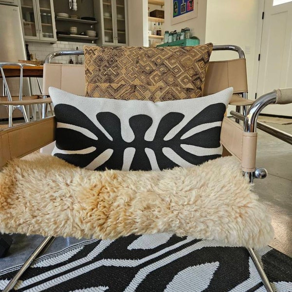 Black White Pillow, Hand Made, Hemp Pillow Cover, Painted Hemp Cushion ...