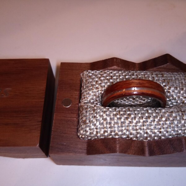 Bentwood Ring: Circassian Walnut, Inlaid Vesuvianite (californite ...