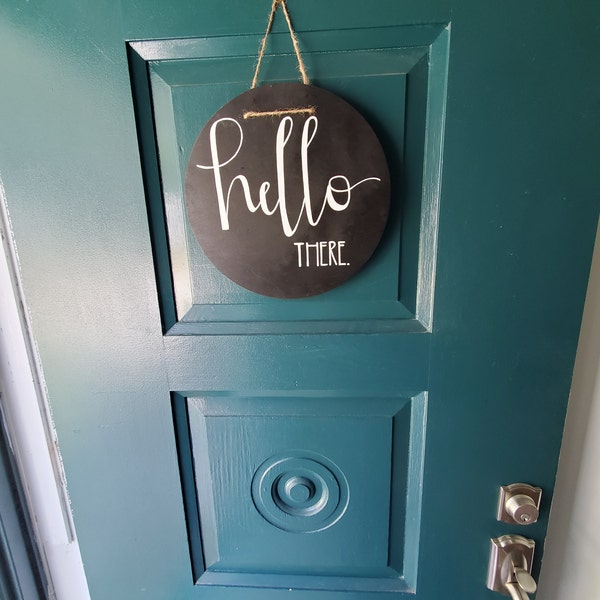 Hello There Door Decor- Welcome Porch Sign- Front Porch Sign- Round ...