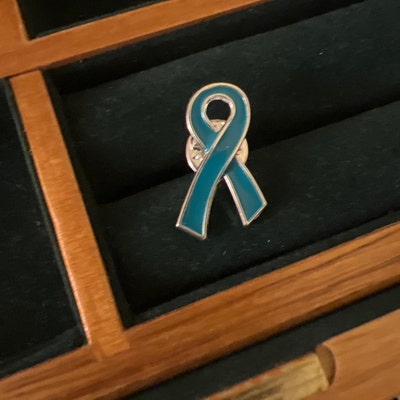 Teal Ribbon / Lapel Hat Pin / Ovarian Cancer Survivor / - Etsy