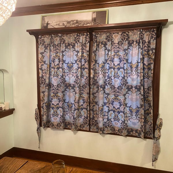Elegant Damask Patterned Linen Curtains Ornate Baroque Floral Design ...