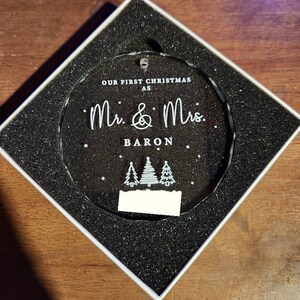 Personalized Mr and Mrs Christmas GLASS Ornament Our First - Etsy