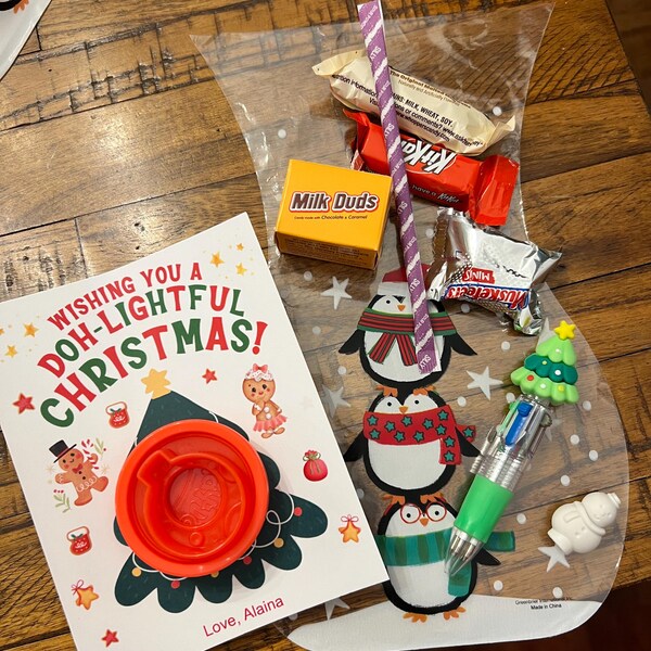 Christmas Play Dough Card, Play Dough Holder, Christmas Classroom Favor ...