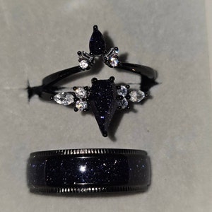 Orion Nebula Wedding Band Set, Engagement Rings for Couples, Engagement ...