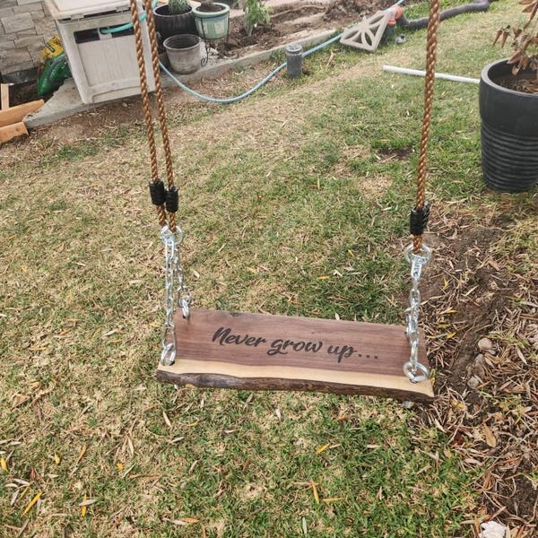 Cherry Wood Bench Swing | Handmade Tree Rope Swing, Outdoor Seating - Etsy
