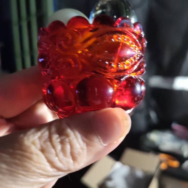 Mini Uranium Burmese Glass Multicolor Swirl Hemingway Insulator Glows ...