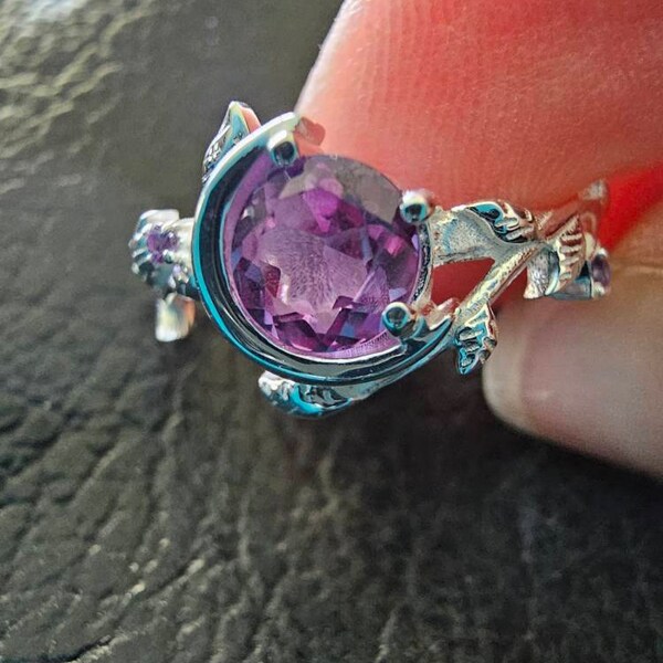 Nature Inspired Color-change Alexandrite Engagement Ring Moon Star ...
