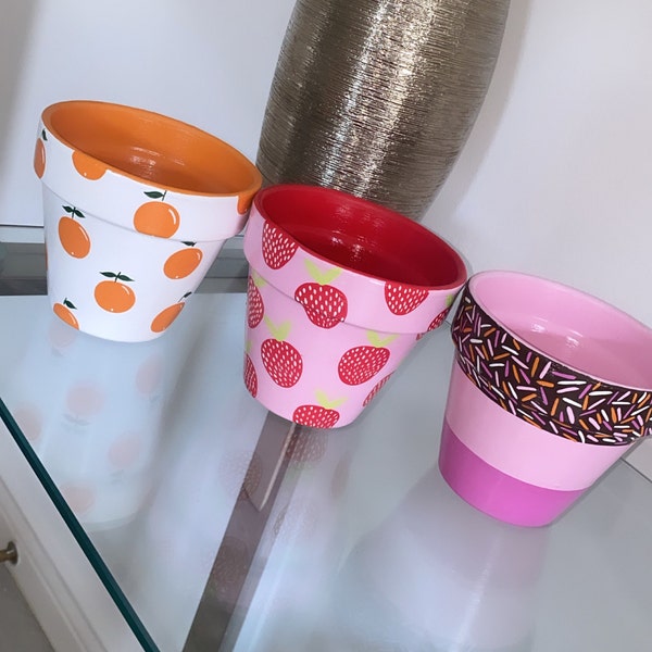 Hand Painted Baby Blue Bumble Bee Indoor Plant Pot, Terracotta Planter ...