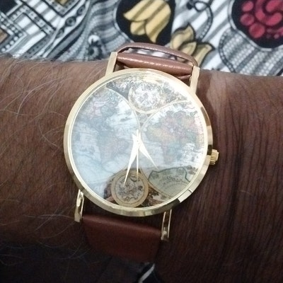 Antique World Map Watch Cartography Travel Gift Ladies Watch Men's ...