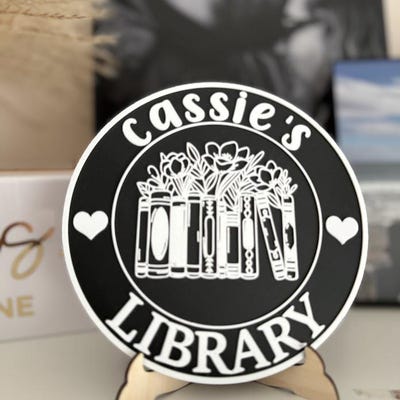 Personalized Laser Engraved Birch Wood Library Street Sign Bookshelf ...