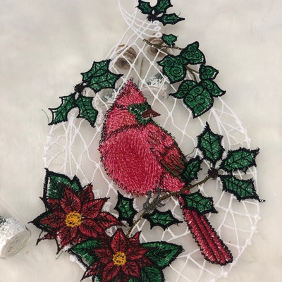 FSL Cardinal Machine Embroidery Freestanding Lace Christmas Bird Design ...