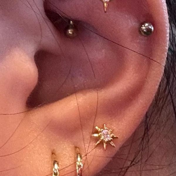 Titanium Vertical Dangle Helix Piercing, Threaded Flat Back Stud ...