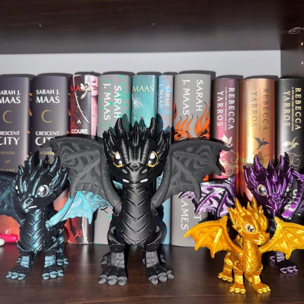Complete Dragon Set: Black, Blue, Purple & Gold - Fourth Wing Inspired ...