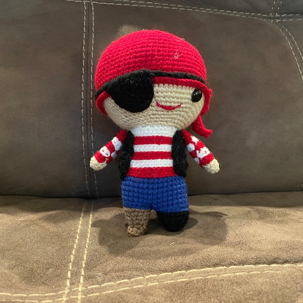 PATTERN: Cuddle-sized Pete the Pirate Amigurumi, Crocheted Sailor ...