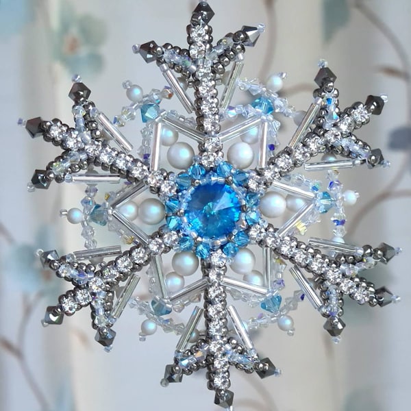 Crystal Snowflake Beading Tutorials – 2 in 1 Tutorial Package – 2 PDF Patterns by Elena ...