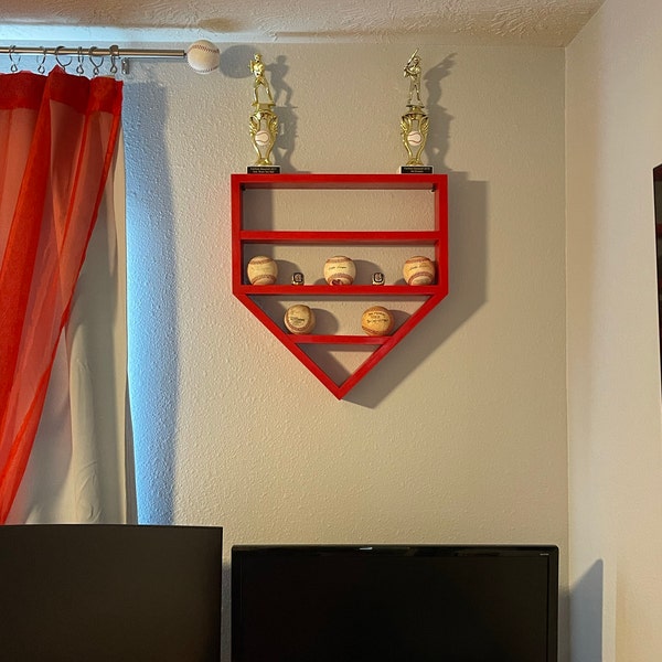 Handcrafted Wood Baseball Shelf Handmade Wooden Baseball Glove Display ...