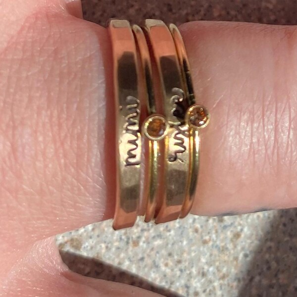 Ring Set Gift for Mom | Stackable Rings | Personalized Name Rings | 14k ...