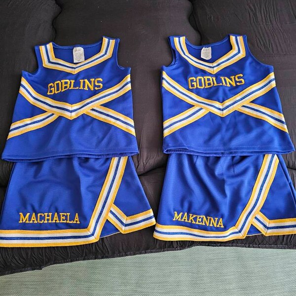 Blue & Gold Cheer Uniform, Blue and Yellow Cheerleading Uniform, Girls ...