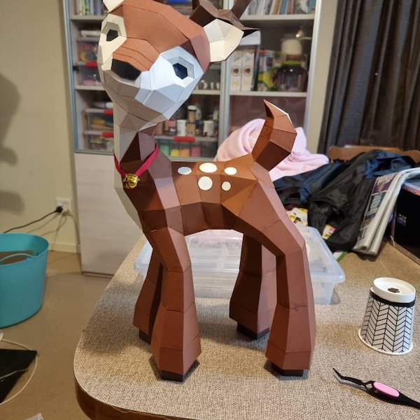 3D Papercraft Fawn, Paper Craft Deer Model, DIY Sculpture, Low Poly ...