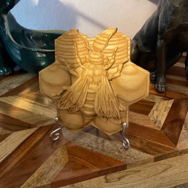 Bee,honeycomb Bee,bee on Flower,wood Carved Bee, Bee Wall Decoration ...