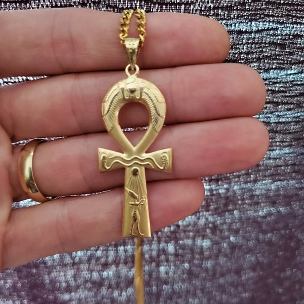18k Gold Akhenaton Ankh Pendant: Handmade Egyptian Key of Life Brought ...