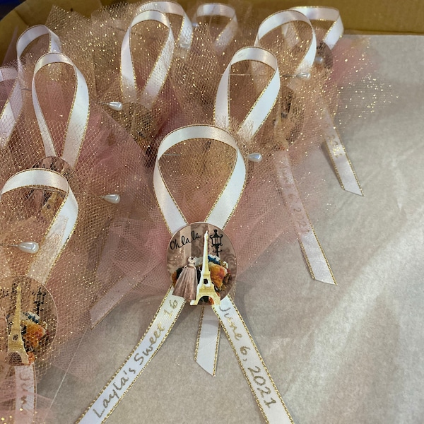 3/8" Gold Edged Printed Favor Ribbons: Custom Personalized Party ...